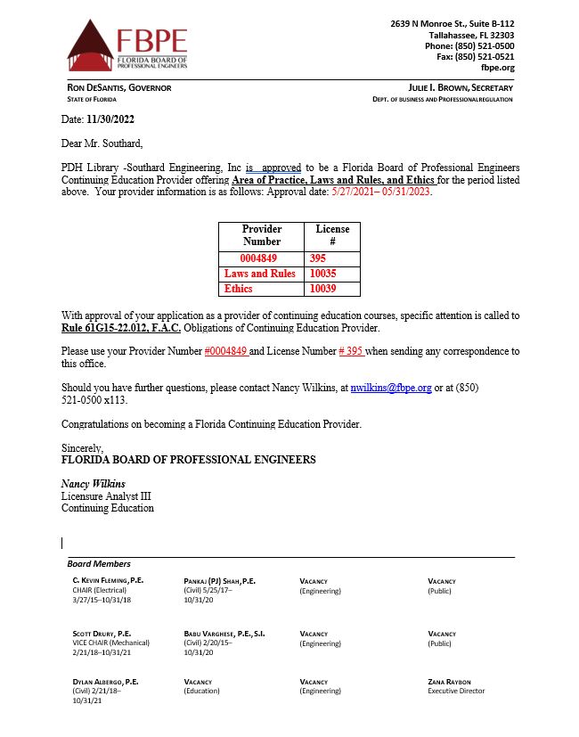 FBPE - Florida Board of Professional Engineers Approved | PDH Library